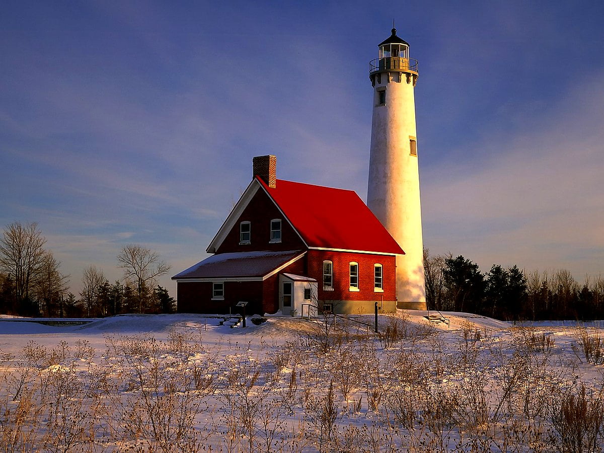Aesthetic wallpaper Lighthouse, Tawas Point Light, Michigan | Free TOP ...